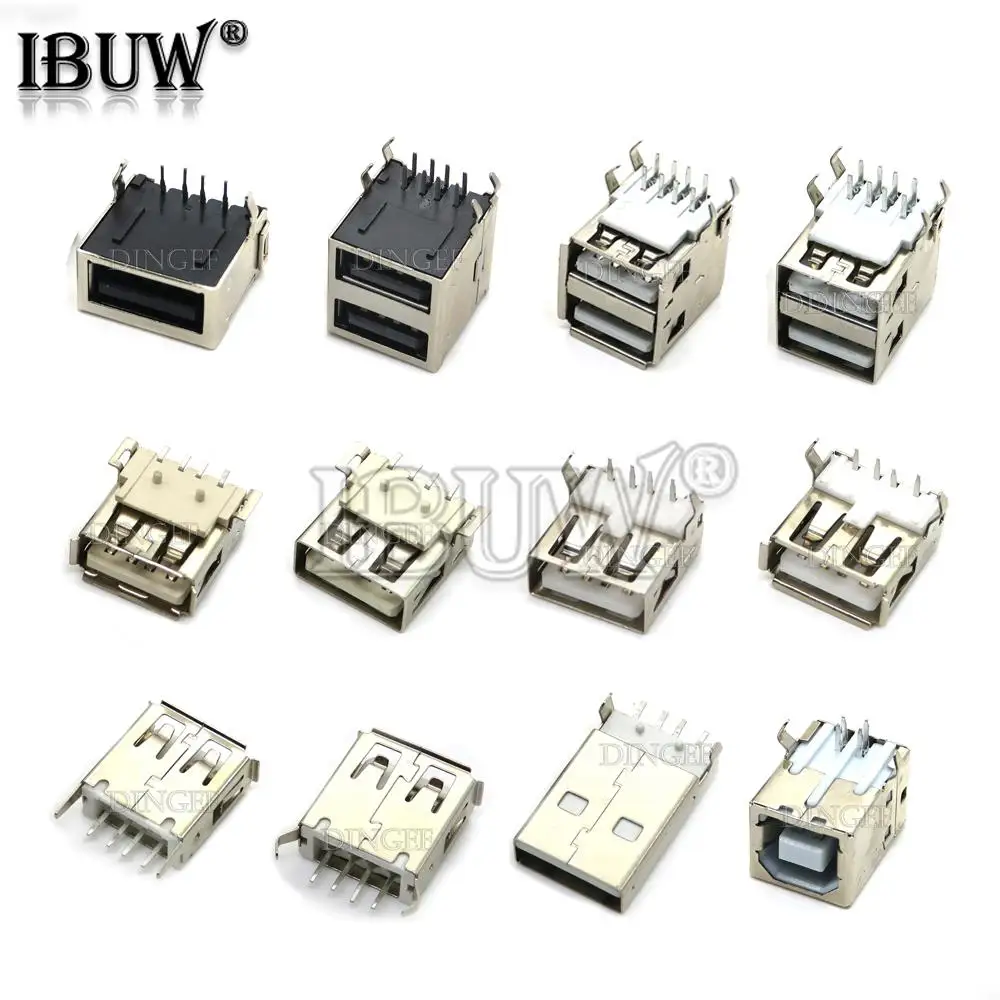 5Pcs USB Type A Standard Port Female Solder Jacks Connector PCB Socket ...