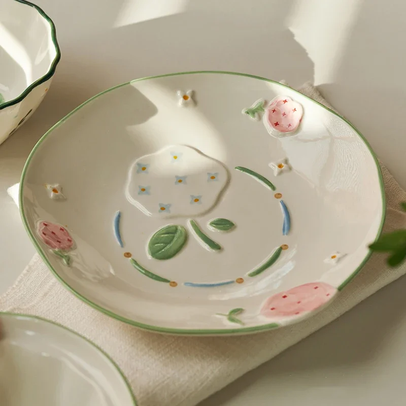 Sweet-Cute-Ceramic-Plate-Creative-Relief-Delicious-Dishes-Dining-Plates ...