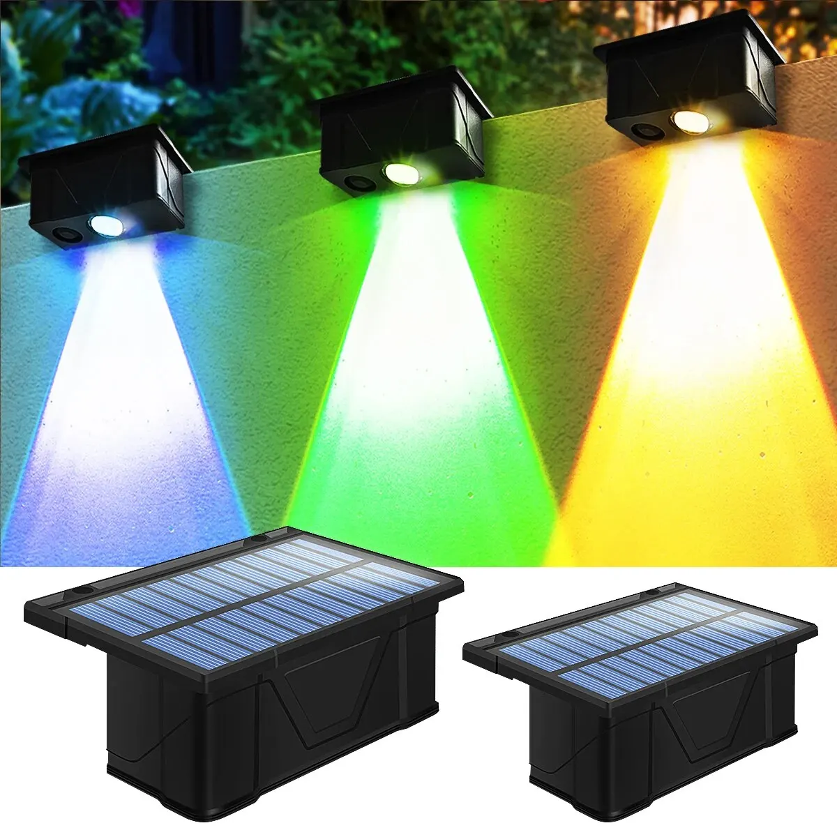 Solar-Deck-Lights-RGB-Color-Golden-Yellow-Convex-Lens-Design-Outdoor ...