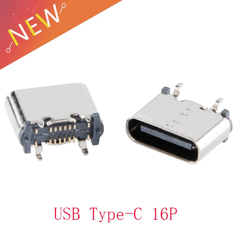 10Pcs-USB-3-1-Type-c-16P-Female-Socket-Connector-5A-SMT-USB-Connector ...