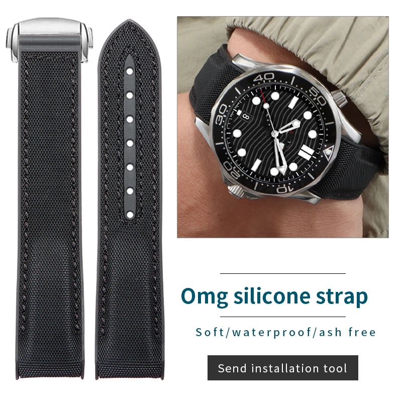 20mm22mm-rubber-silicone-bracelet-For-O-mega-Seamaster-300-Ocean ...