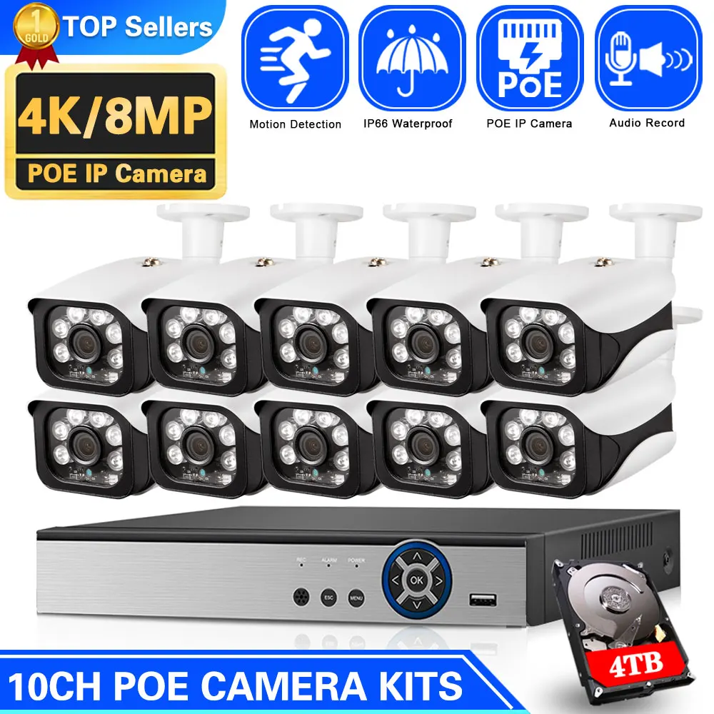 4K-8CH-POE-NVR-Security-Camera-System-Kit-Outdoor-Metal-Waterproof-8MP ...