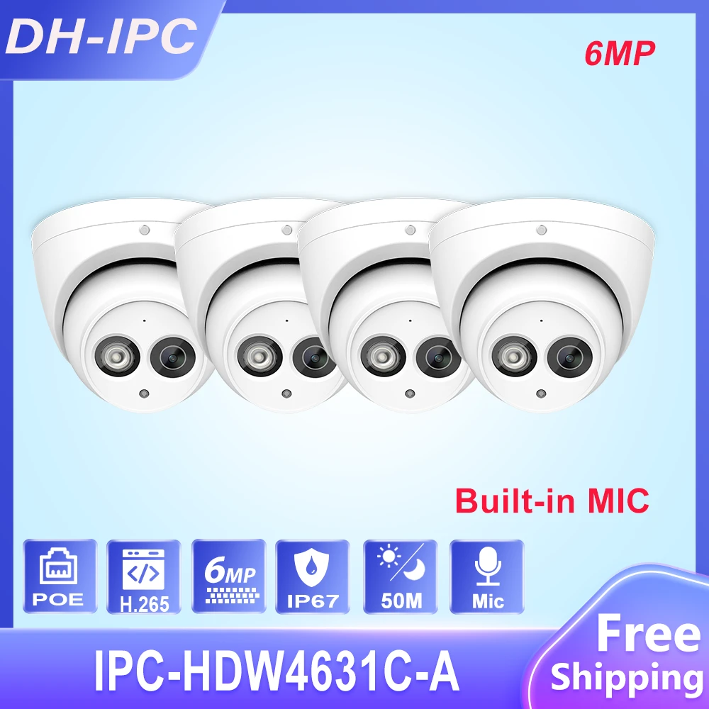 Dahua 6MP Mini Dome IP Camera IPC-HDW4631C-A POE WDR Built-in MIC ...