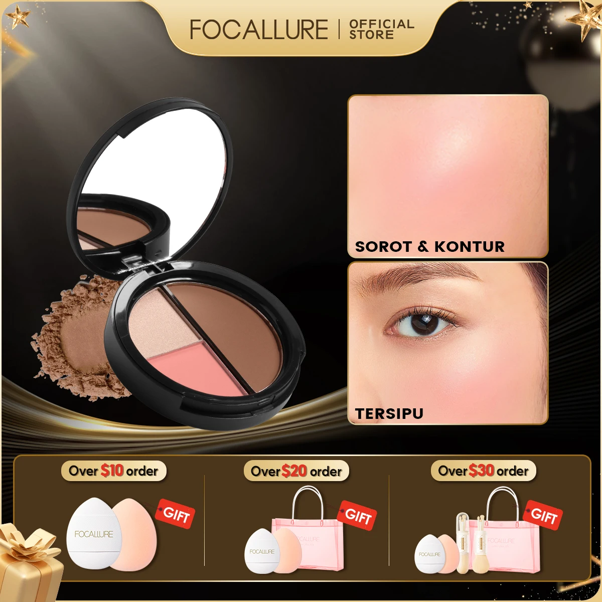 FOCALLURE-3-Colors-Matte-Face-Bronzers-Highlighters-Palette-Ultra-fine ...