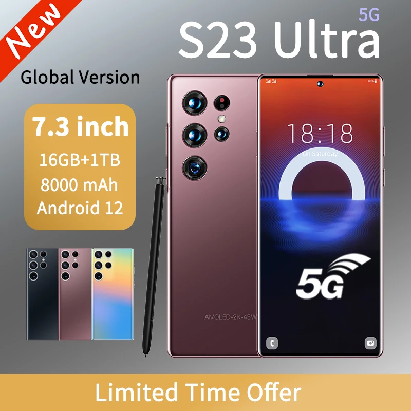 Original Global Version S23 Ultra Smartphone 16G+1TB 8000mAh 48+100MP ...