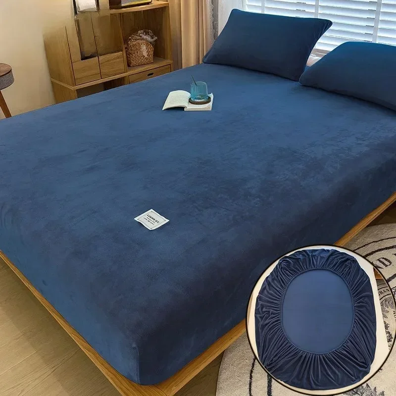 Warm-Plush-Fitted-Sheet-Elastic-Mattress-Cover-Velvet-Bed-Cover-Full ...