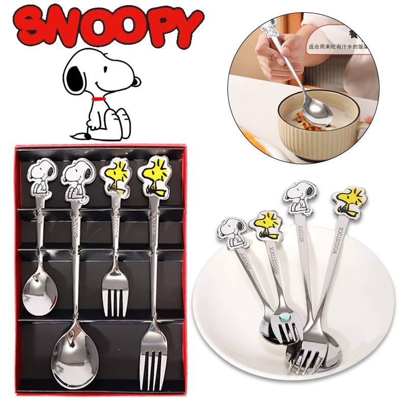 Snoopy Dinnerware Set High Quality 304 Stainless Steel Fork Spoon Cute ...