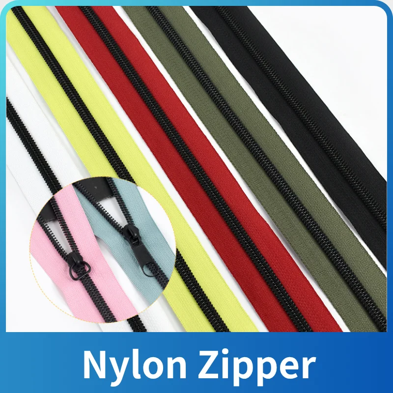 5# 1-10M Nylon Zippers Tape For Bags Plastic Zipper By The Meter Jacket ...