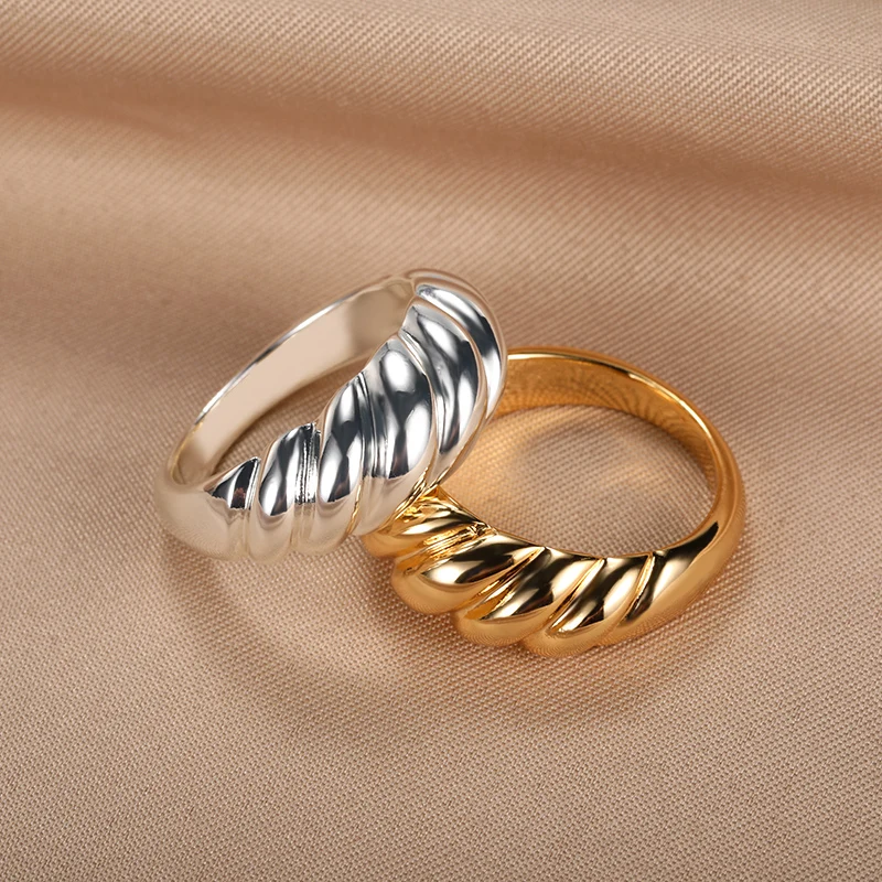 Stainless Steel with Tarnish Free Croissant Chunky Rings for Women ...