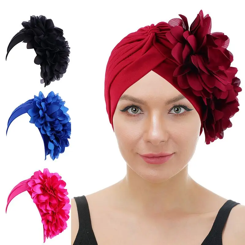 Ladies Turban Flower | Hijab Weddings | Hair Loss Cap | Headscarf ...