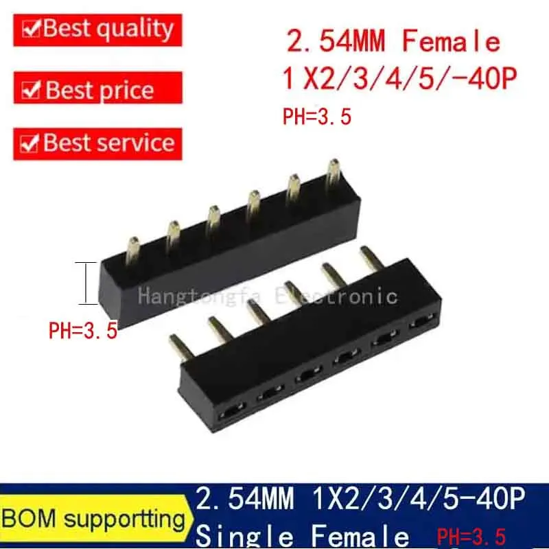 10PCS 2.54mm PH3.5 Single Row Straight Female 1x3/4/5/6/7/8/10/12/20 ...