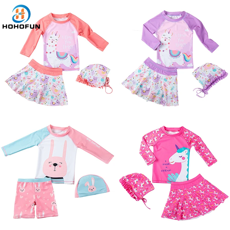 Swimsuit For Girls Long Sleeve Children Swimming Suit Unicorn Lamb Baby ...