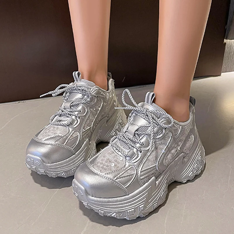 Women-Platform-Sneakers-Bling-Bling-Design-Casual-Shoes-Vintage-Lace-Up ...