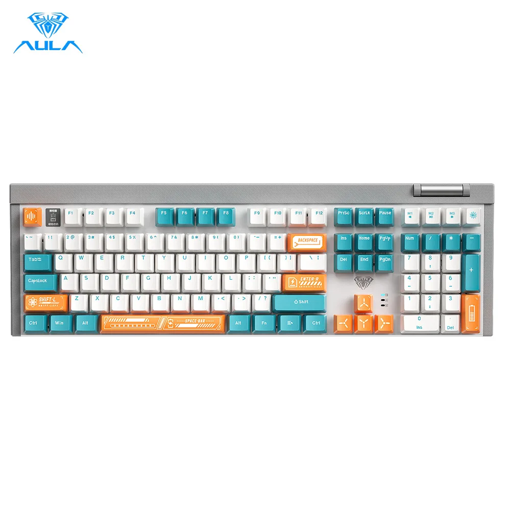 AULA-F3050-2-4G-Teclado-Mec-nico-com-Fio-108-Teclas-Modo-Duplo-Hot ...