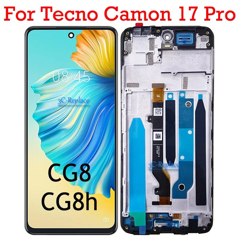Black-6-8-Inch-For-Tecno-Camon-17-Pro-CG8-CG8h-LCD-Display-Touch-Screen ...