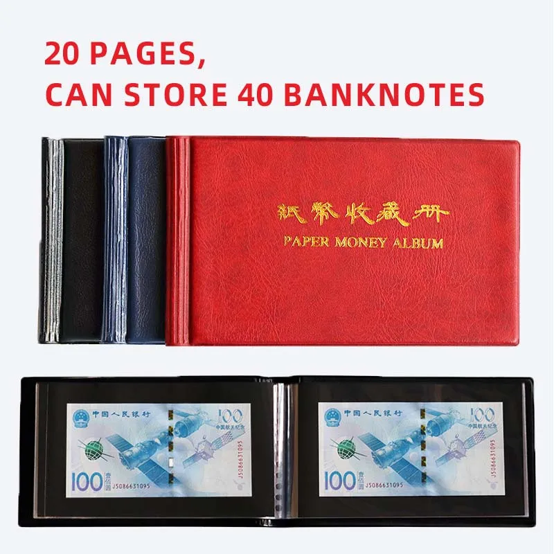 40 Banknotes Collection Album Durable Leather Paper Money Protection ...
