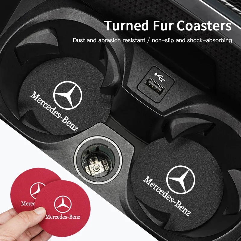 Car-Water-Cup-Pad-Badge-Styling-Leather-Anti-slip-Coaster-For-Mercedes ...