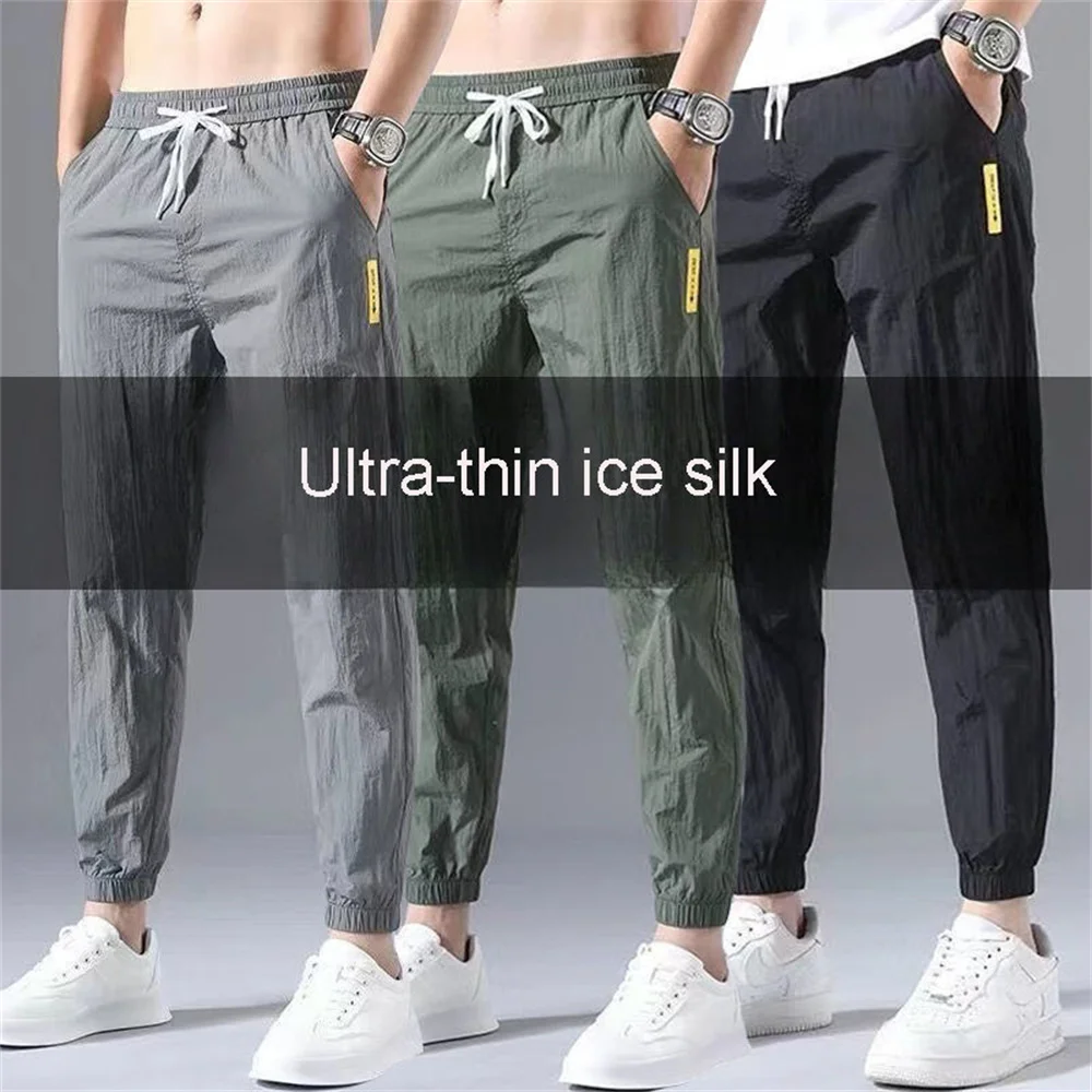 Spring-Summer-Men-Pants-Ice-Silk-Sports-Jogging-Pants-Breathable-Men ...