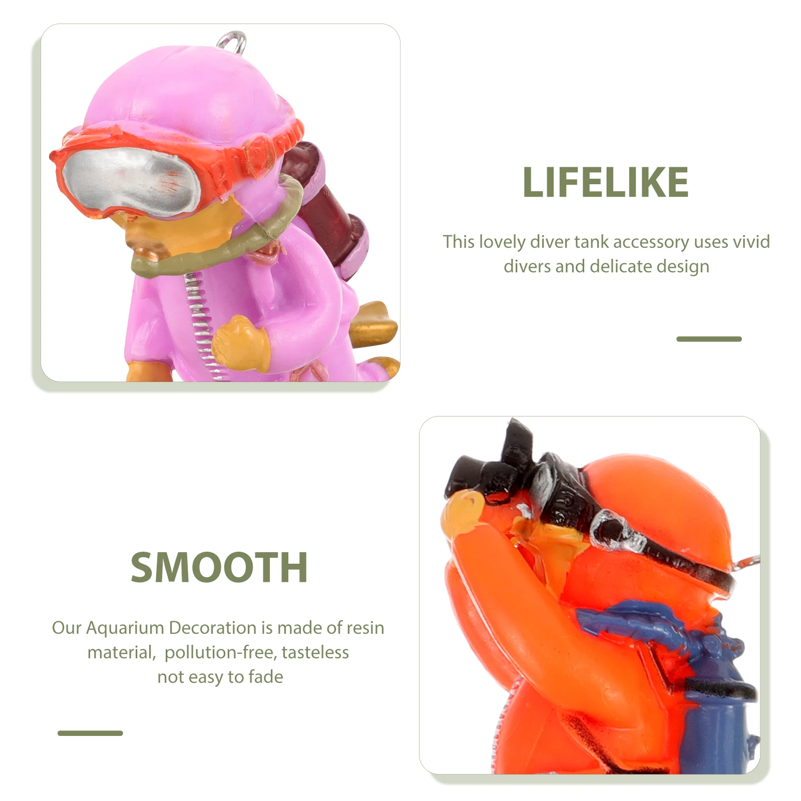 4pcs Resin Diver Ornament Floating Aquarium Decoration For Fish Tank ...