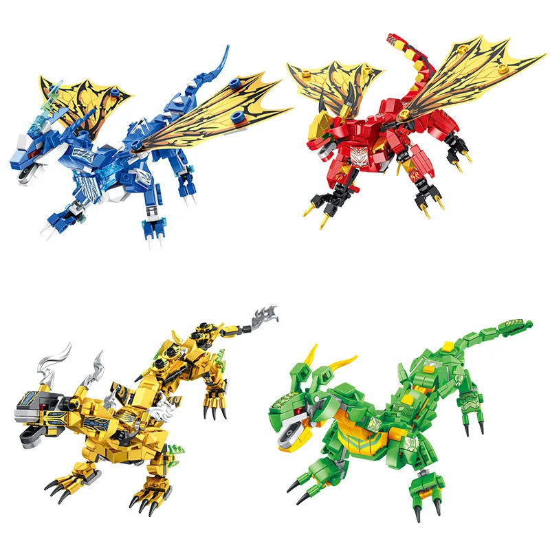 4-Sets-Dragon-Building-Blocks-Kit-Bricks-Classic-Creative-Assembling ...
