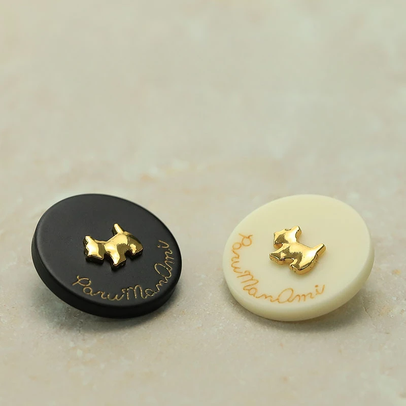 10pcs Cartoon Puppy Buttons 15/20/25mm Round Resin+metal Shank Buttons ...