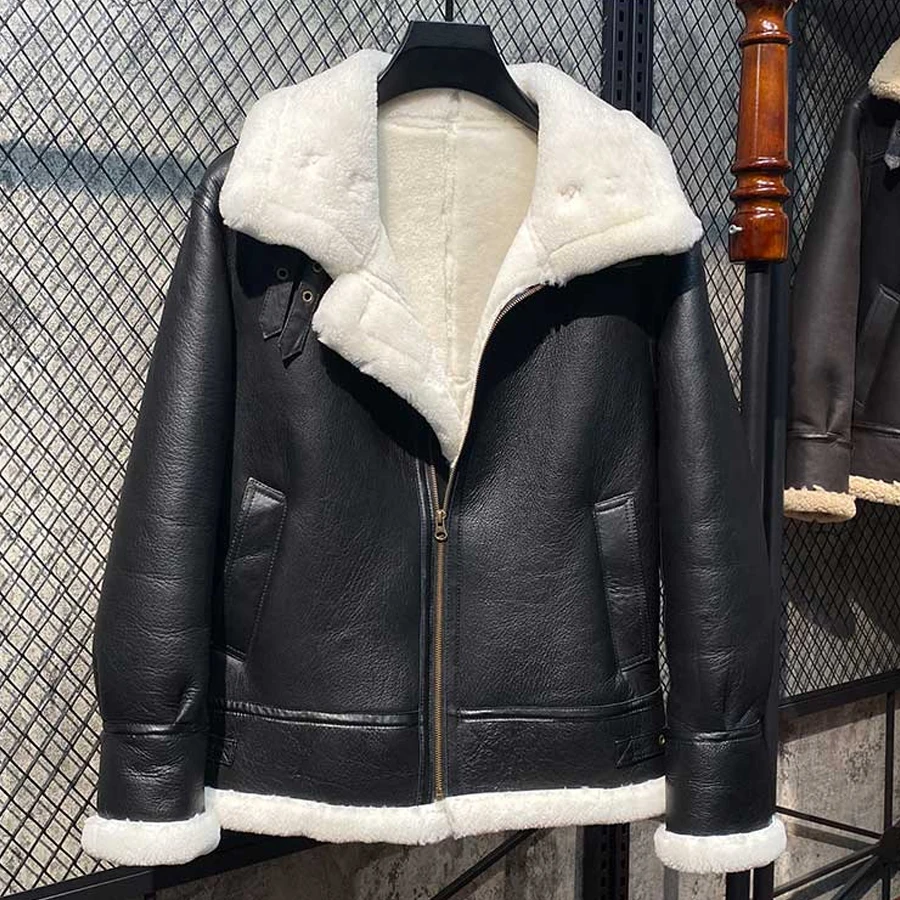 Sheepskin Coat Men's Winter Jacket Real Fur Leather For Men ...