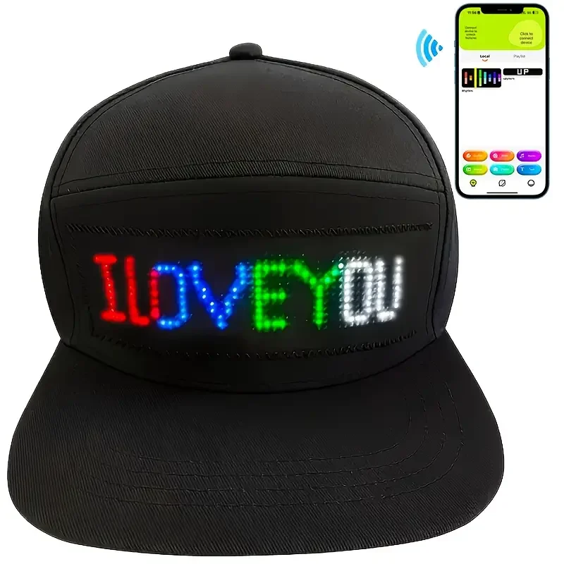 1-10PCS-Programmable-DIY-Bluetooth-Hat-LED-Display-Curve-Decorative ...