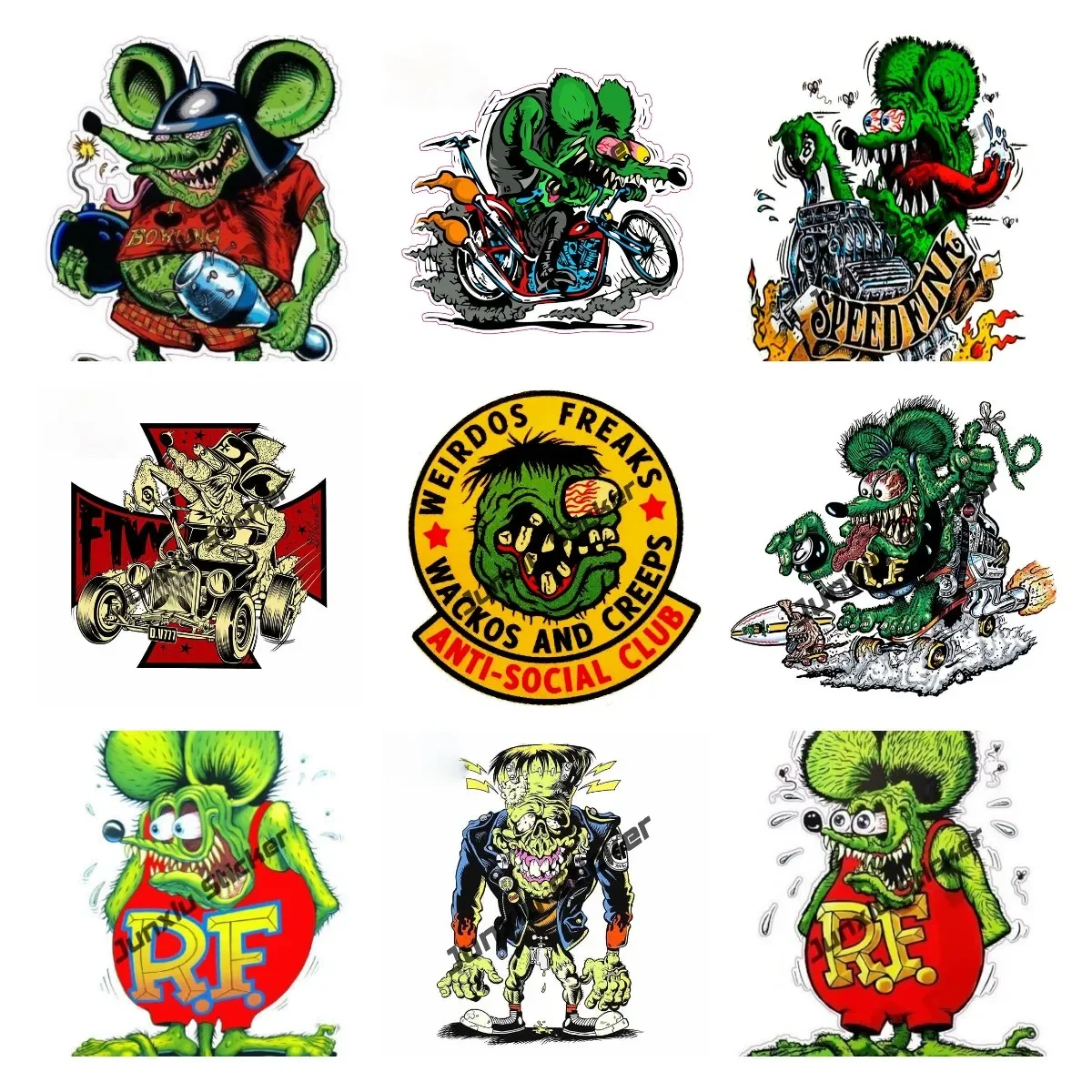 Creative-Rat-Fink-Frankenstein-Motorcycle-Car-Stickers-Personality ...