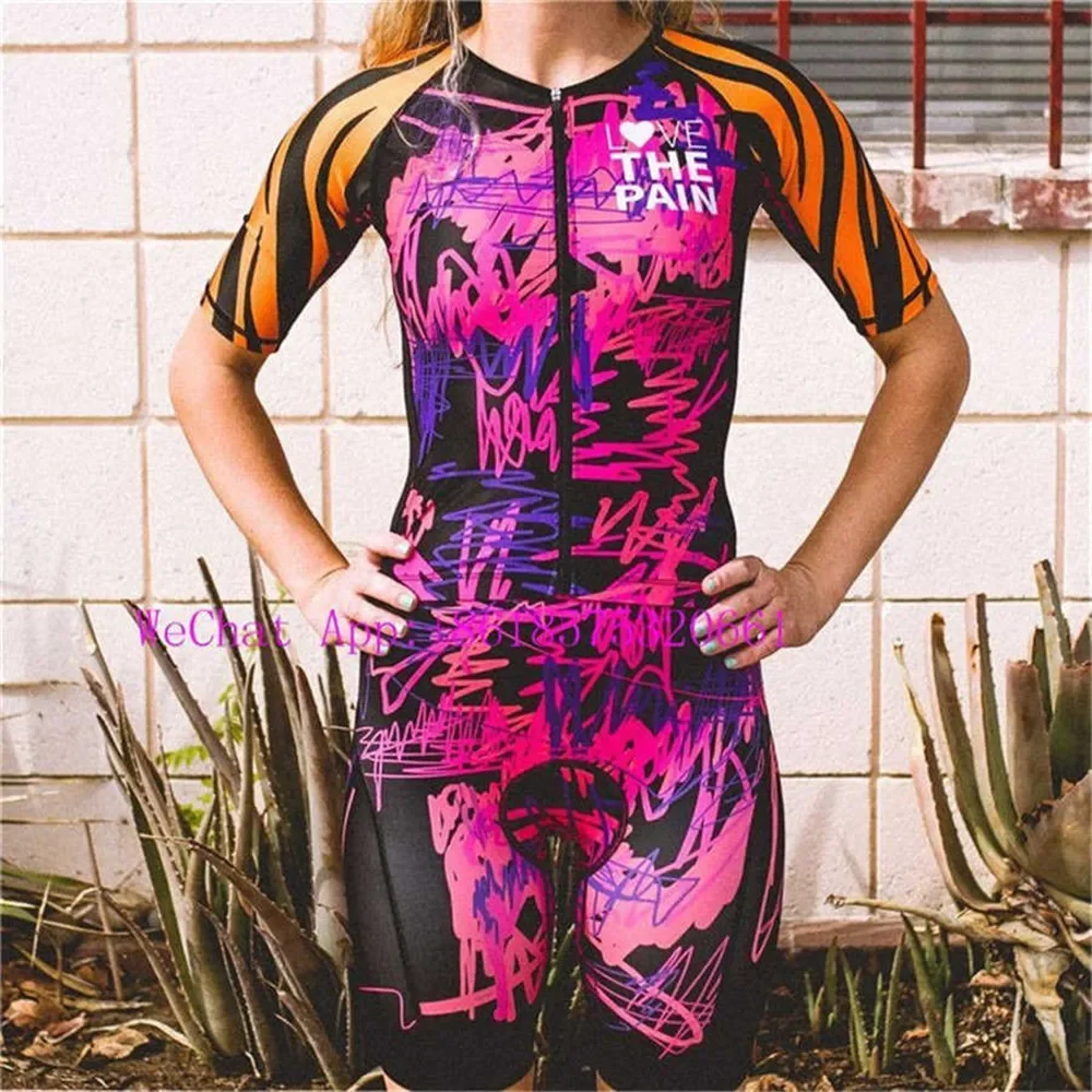 Love-The-Pain-Womens-Short-Sleeve-Cycling-Skinsuit-Triathlon-Suit-Mtb ...