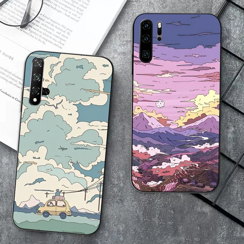 Paint-illustration-landscape-Phone-Case-For-Huawei-P-8-9-10-20-30-40-50 ...