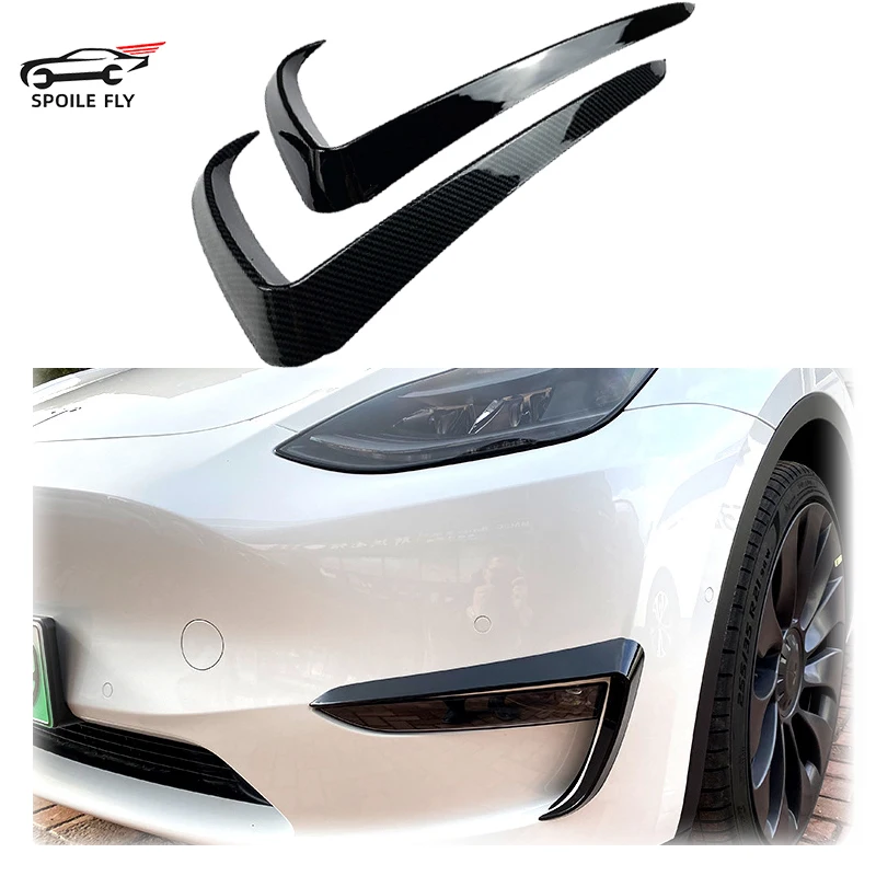 2020-To-Up-For-Tesla-Model-Y-Front-Bumper-Spoiler-Fog-Lamp-Hoods-Trim ...