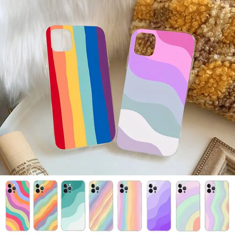 Colorful-Rainbow-Stripe-Phone-Case-Silicone-Soft-for-iphone-14-13-12-11 ...