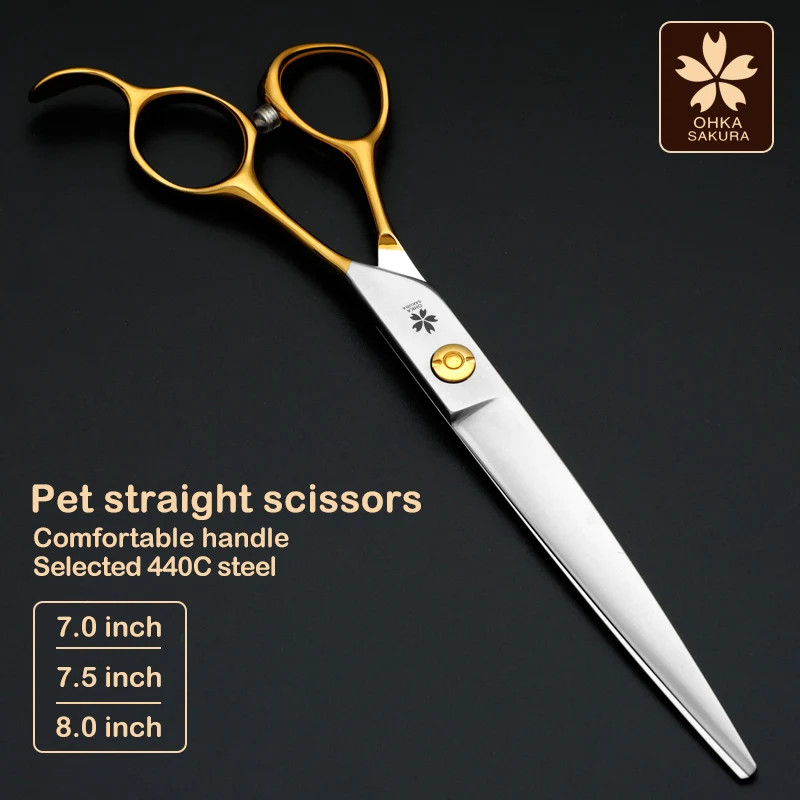 Professional-pet-scissors-Gold-handle-straight-shears-Bichon-Frise ...
