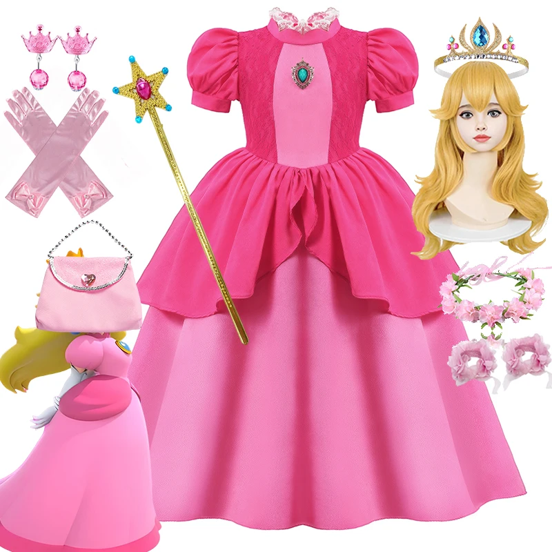 2024-Peach-Princess-Cosplay-Dress-Movie-Pink-Rosaline-Ball-Gows-for ...