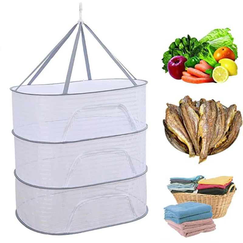 New-Drying-Rack-1-4-Layers-Folding-Drying-Fish-Mesh-Non-Toxic-Polyester ...