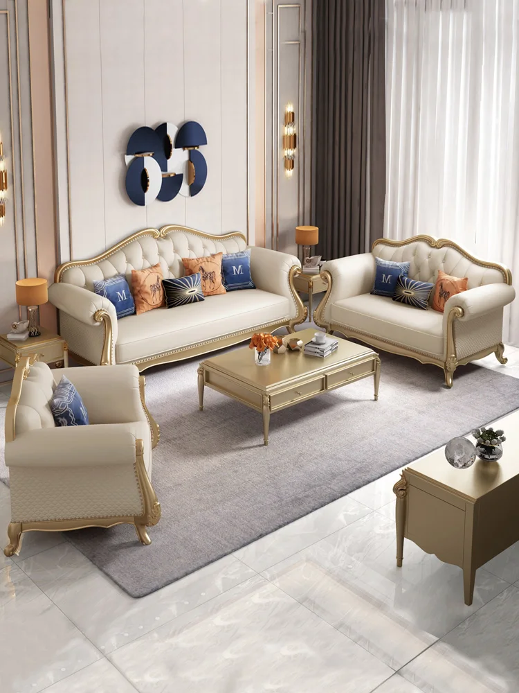 luxury French style designed well sell home living room furniture 7 seater wooden sofa set AliExpress