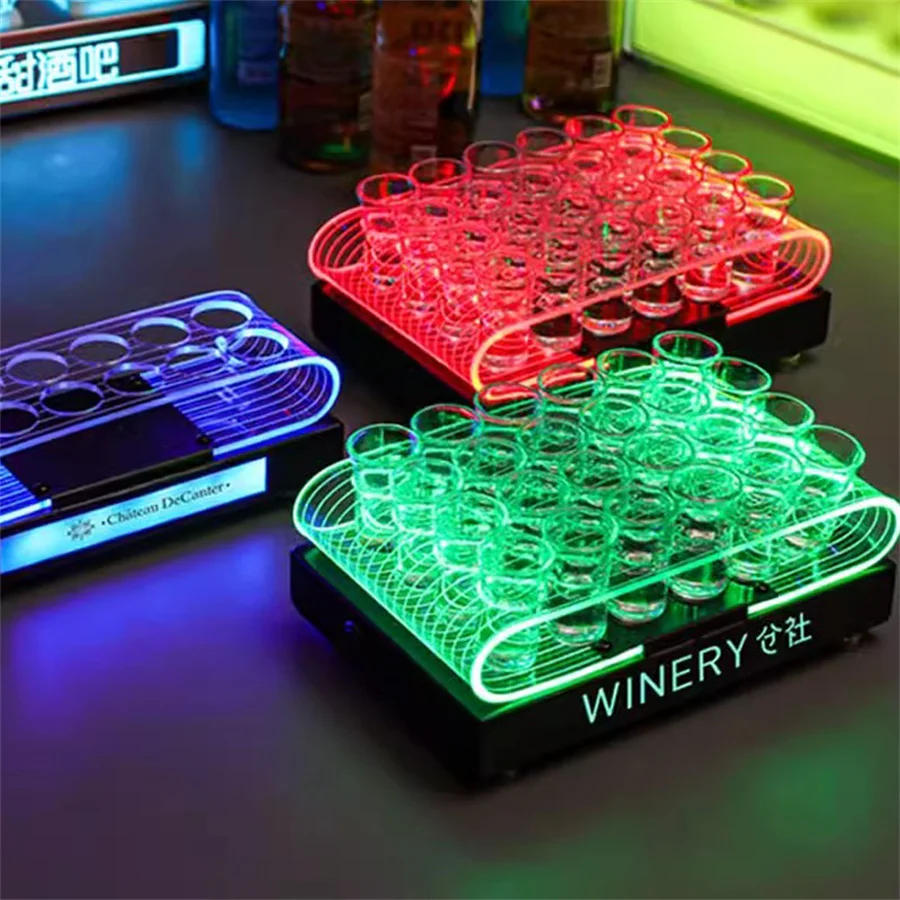 Thrisdar-12-24-Holes-Cocktail-Glass-Display-Stand-LED-Rechargeable-VIP ...