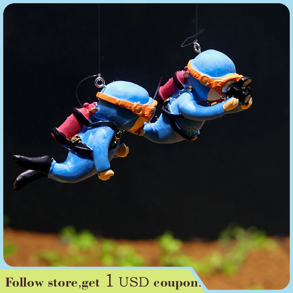 Blue-Fat-Man-Aquarium-Decoration-Resin-Floating-Diver-Fish-Tank ...