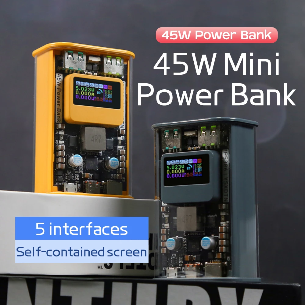 PD45W 0.96inch IPS Color Screen Power Bank 2Cell 21700 Welding DIY ...