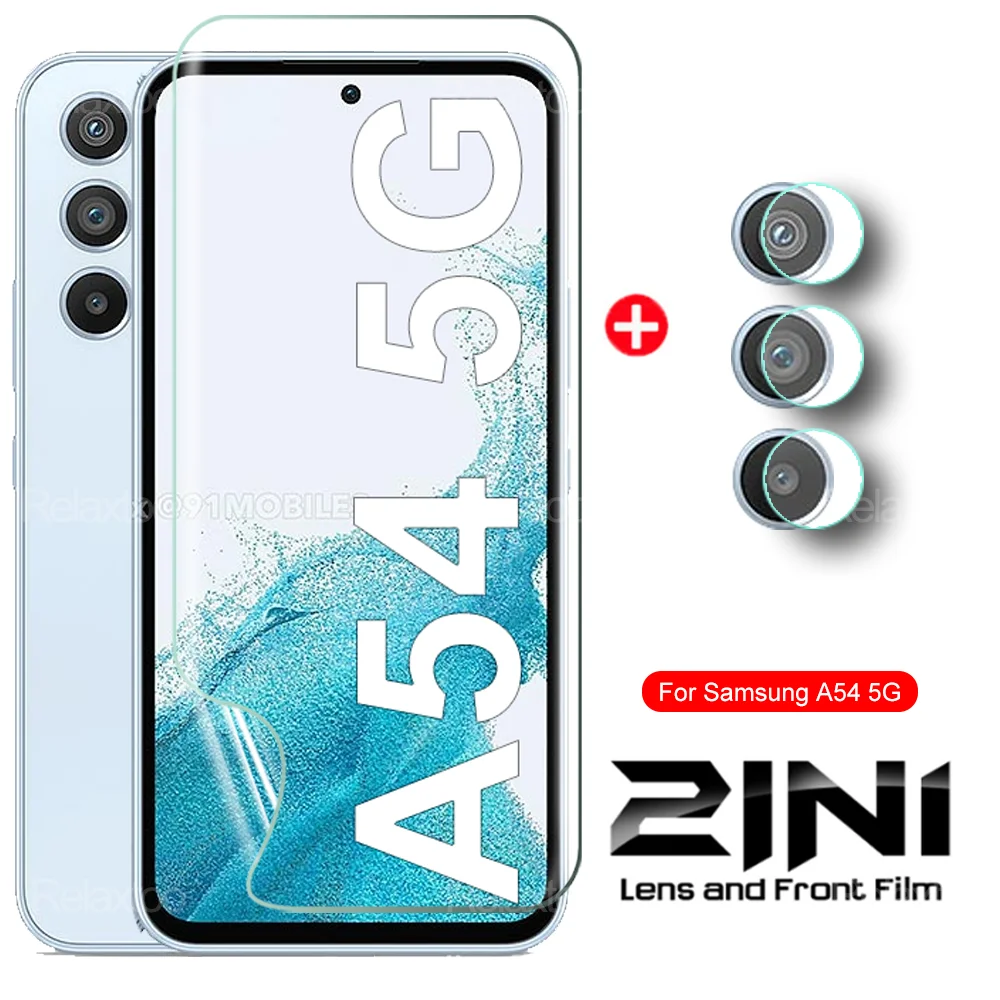 2-in-1 Hydrogel Film For Samsung Galaxy A54 Camera Lens Protective ...