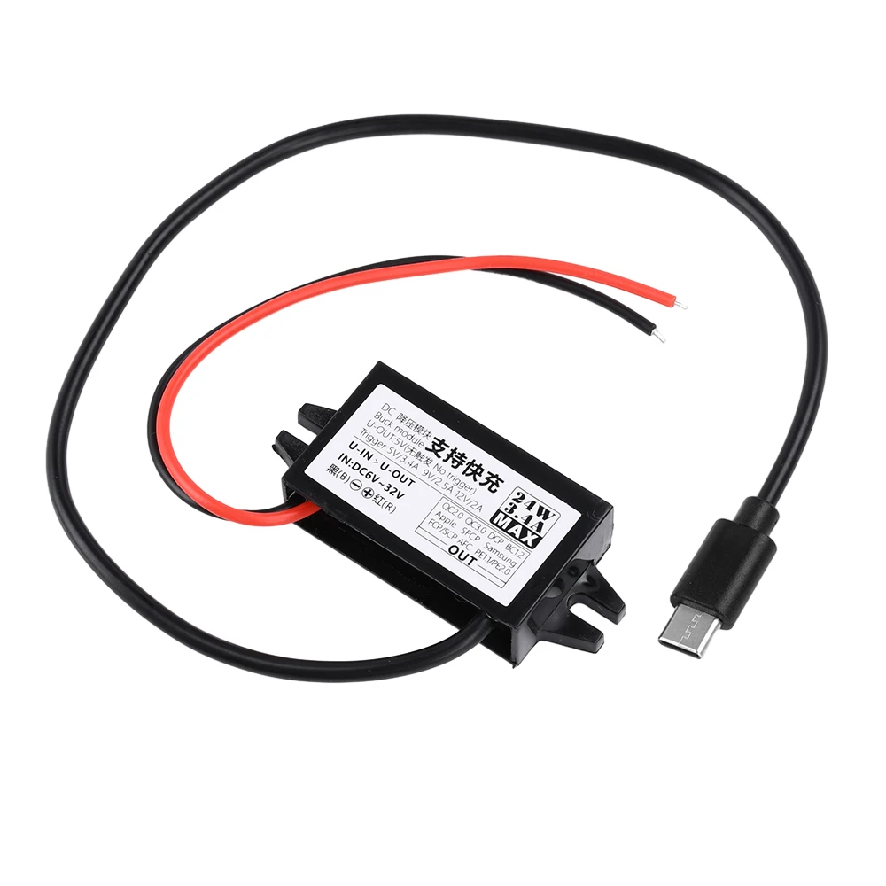 DC-DC 12V 24V to 5V 24W Car Power Converter Type-C USB Step Down ...