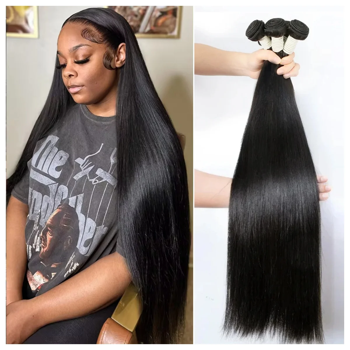 30-32-40-Inch-Bundles-3-4-Pcs-Bone-Straight-Brazilian-Remy-Human-Hair ...