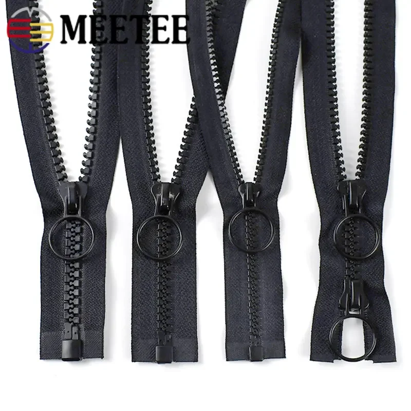 5-8-10-Black-Resin-Zipper-60-200cm-O-Ring-Double-Slider-Zips-Decorative ...