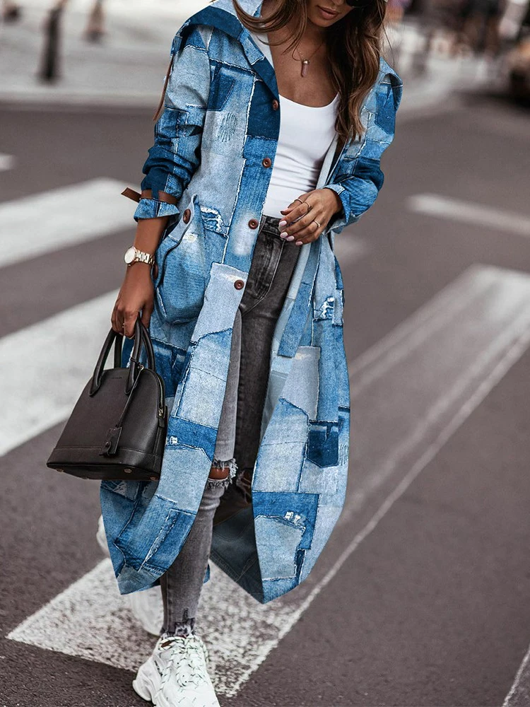 Single Breasted Pocket Hem Casual Elegant Trench Coat