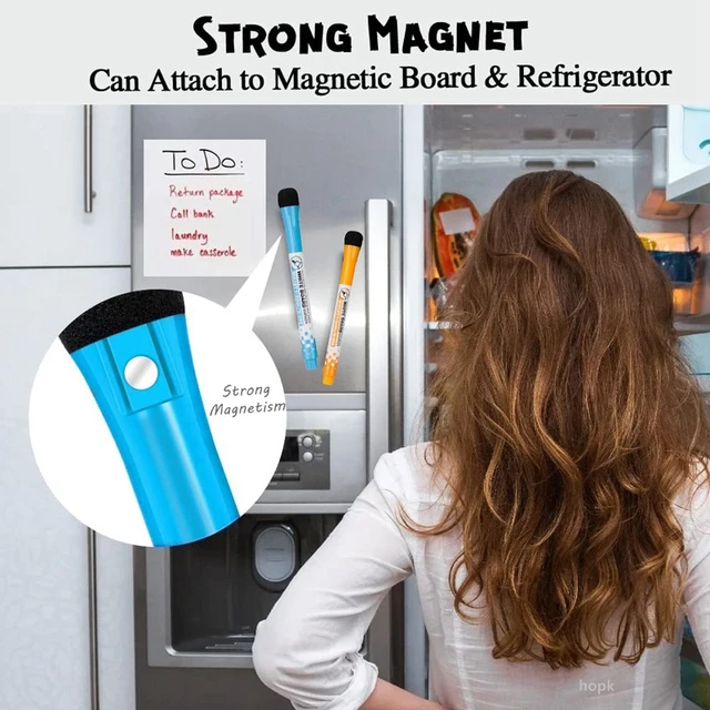 8 Colors Erasable Magnetic Whiteboard Marker Eraser Liquid Chalk ...