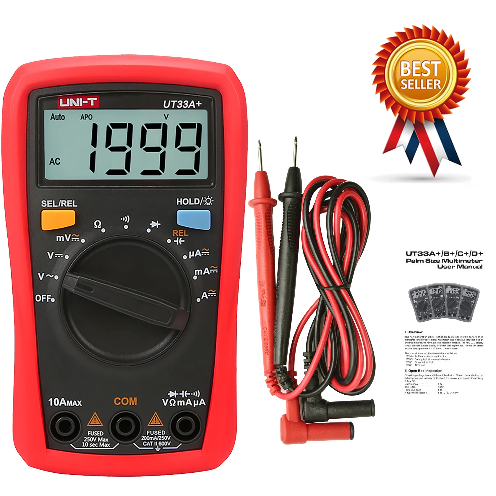 UNI-T-UT33A-Digital-Multimeter-Auto-Range-Voltage-Current-Resistance ...