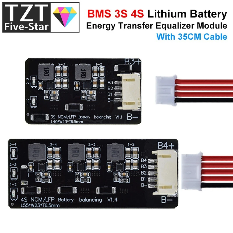 Tzt Bms 3s 4s Active Balancer Board 1.2a Lifepo4 Lipo Li-ion Lithium Battery Energy Transfer ...