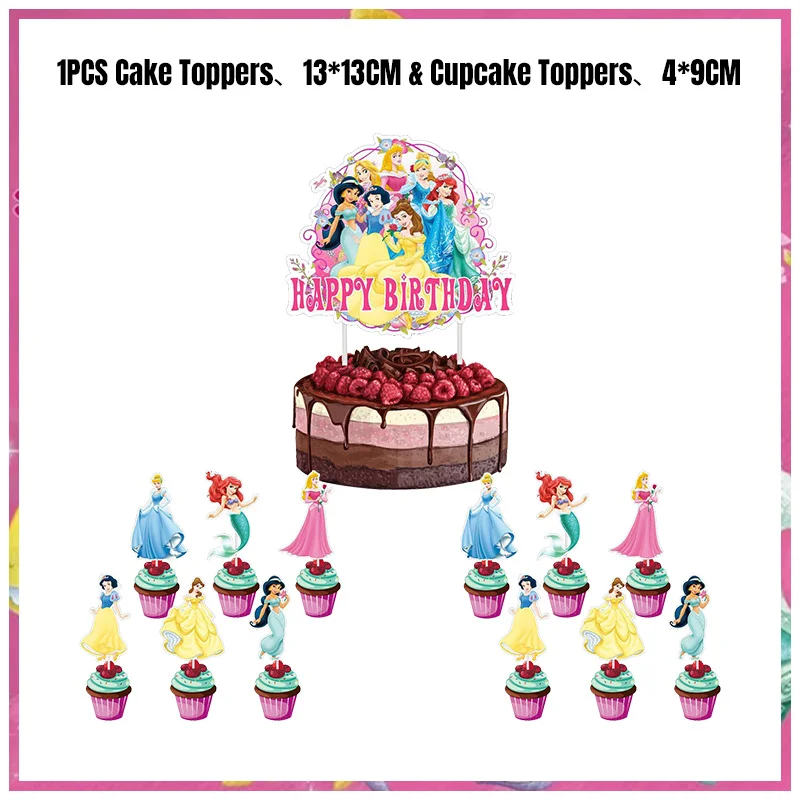 Suministros de decoración para fiestas de cumpleaños de princesas de Disney, Blancanieves, Bella ...