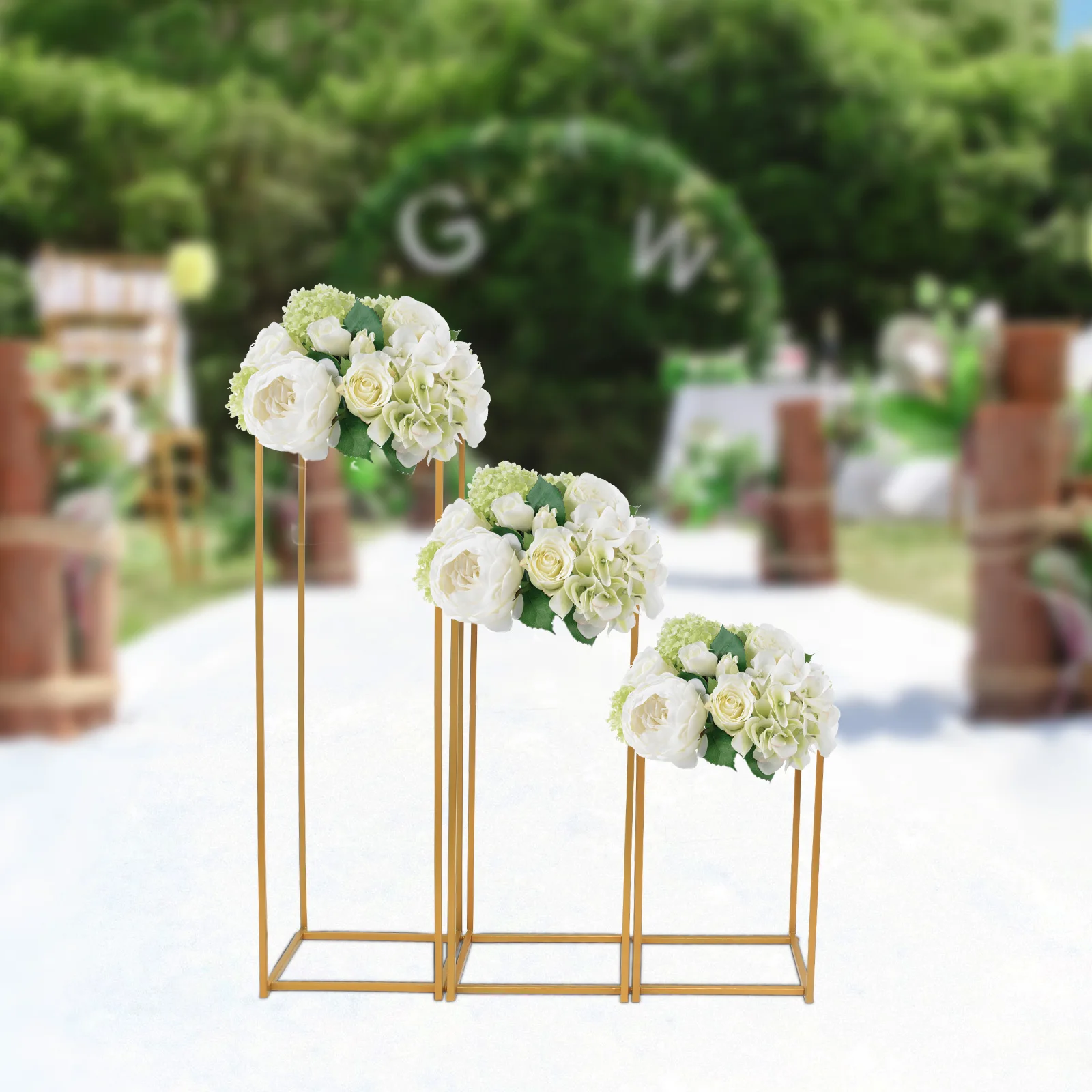 Sets-of-3-Wedding-Decorations-Metal-Frame-Flowers-Stand-Gold-Party ...