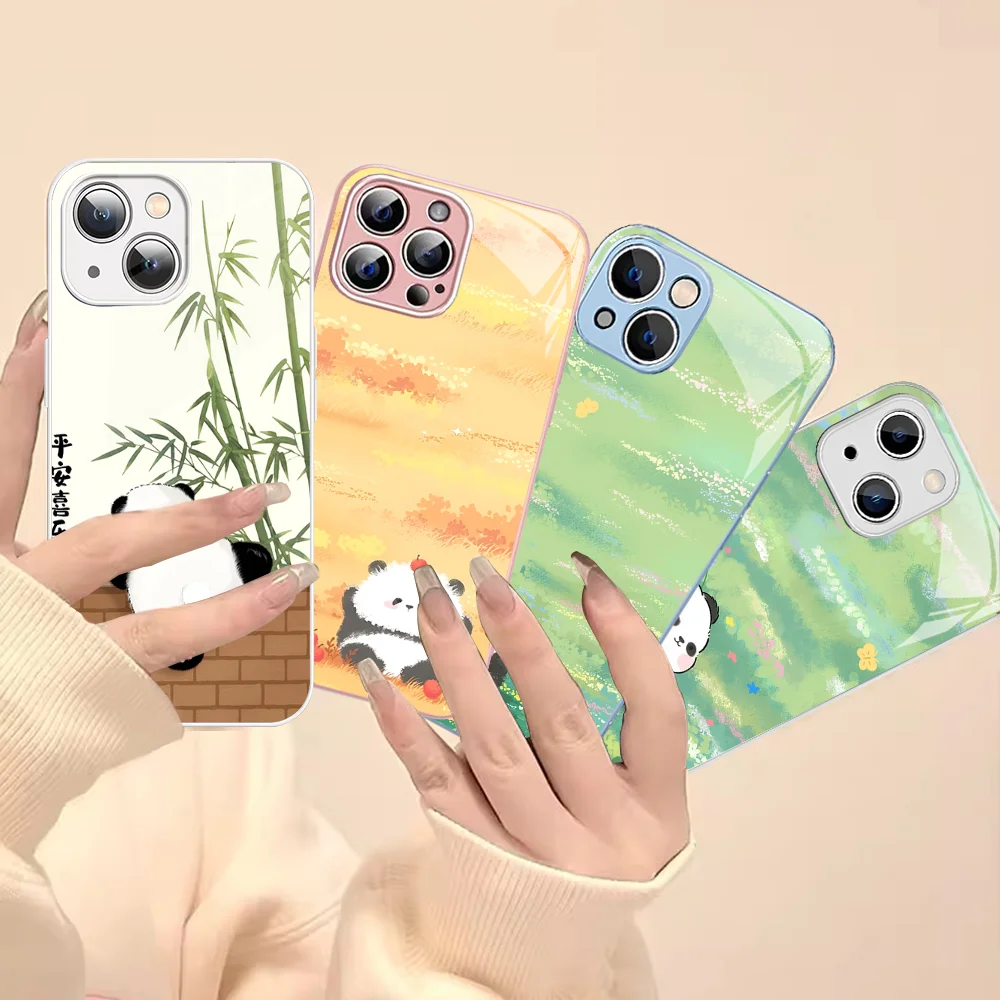 Fubao-panda-Phone-Case-Tempered-Glass-For-iphone-14-13-12-11-Pro-Mini ...